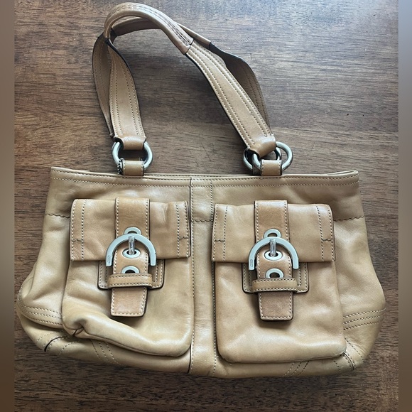 Coach | Bags | Coach Hand Bag Light Brown Beige Leather | Poshmark